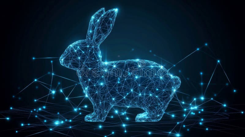 Holographic Rabbit in Digital Space Symbol of Innovation and ...