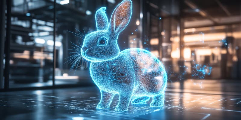 Holographic Rabbit in Digital World a Symbol of Innovation, Technology ...