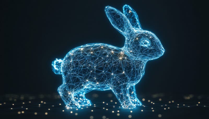 Holographic Rabbit Formed by Network of Points and Lines, Digital ...