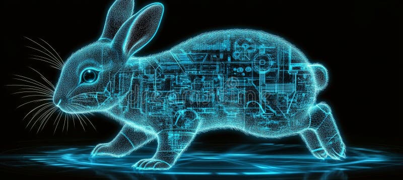 Holographic Rabbit Futuristic Technological Innovation and Digital ...