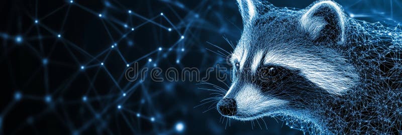 Holographic Raccoon Head on Abstract Network a Symbol of Cybersecurity ...
