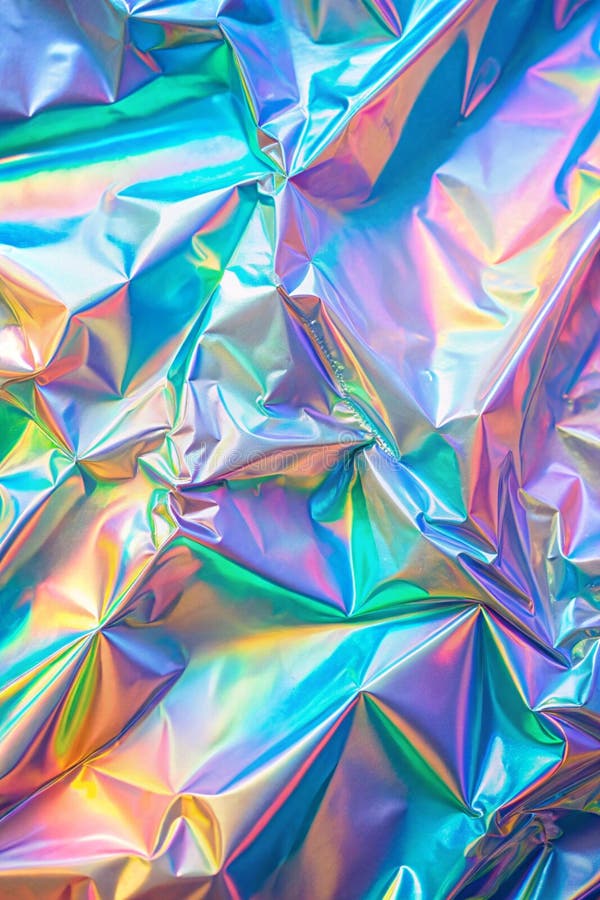 Abstract Pastel Rainbow Hologram, Silver Iridescent Foil Texture ...
