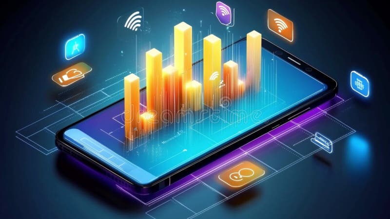 Innovative Smartphone Hologram Displaying Data Analytics in Vibrant 4K ...