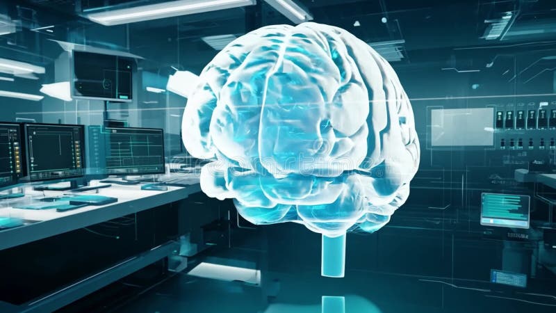 Human Brain Hologram Displayed in a High-tech Laboratory Setting during ...