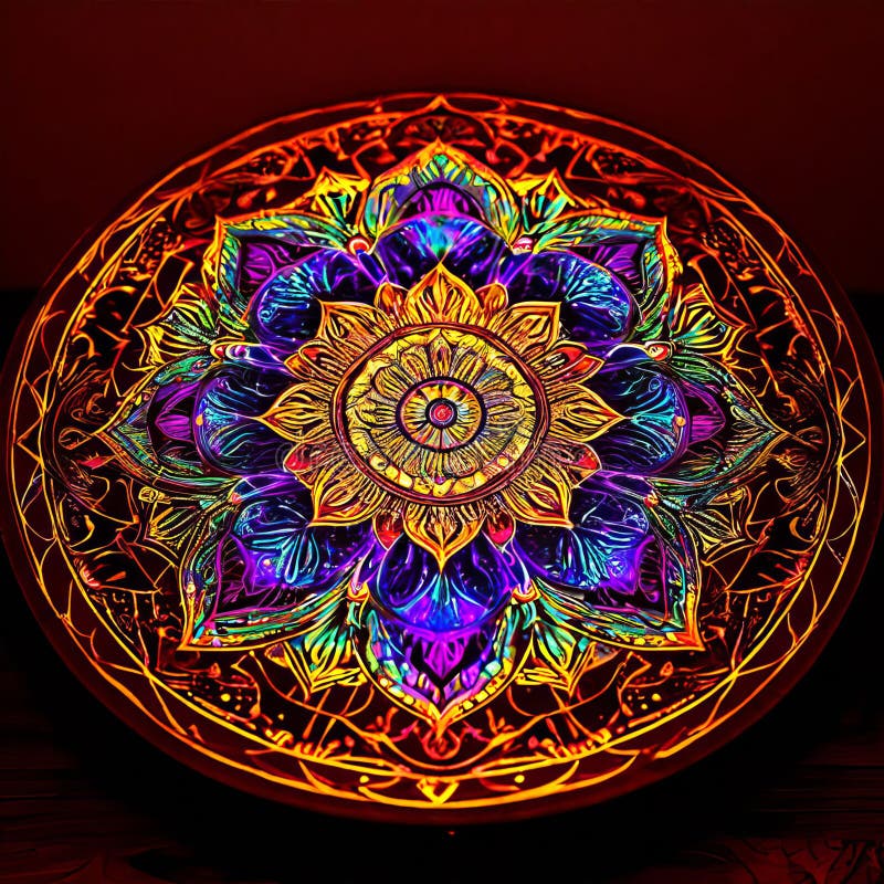 A Holographic Representation of a Sacred Mandala with Intricat Stock ...