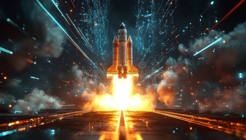 The Holographic Rocket Launch Stock Photo - Image of simulation ...