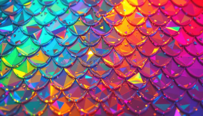 Holographic Scale Pattern, Transitioning from Neon Turquoise To Warm ...