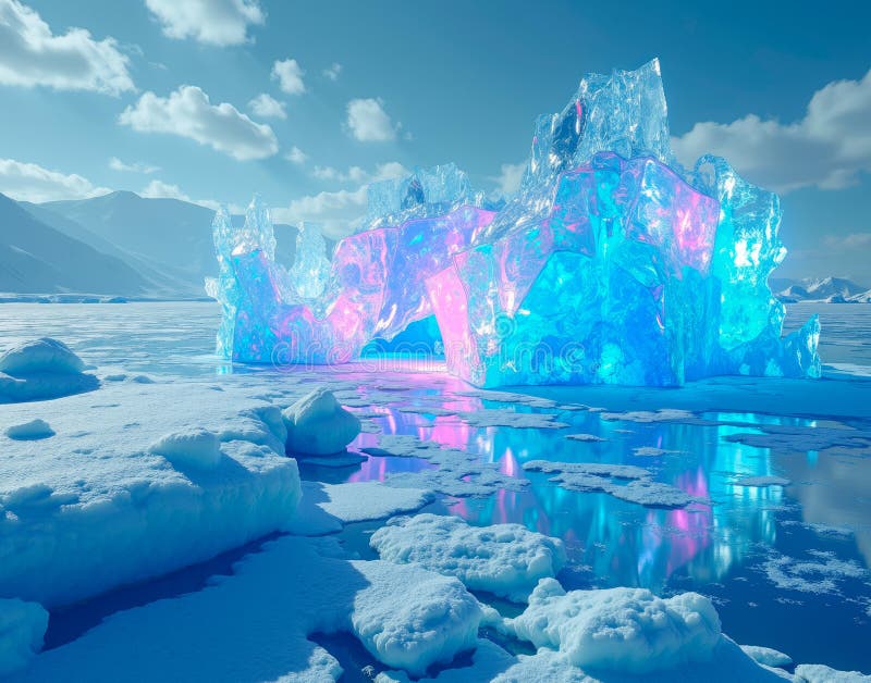 Holographic Shattered Ice with Polar Vortex Gradients, Symbolizing the ...