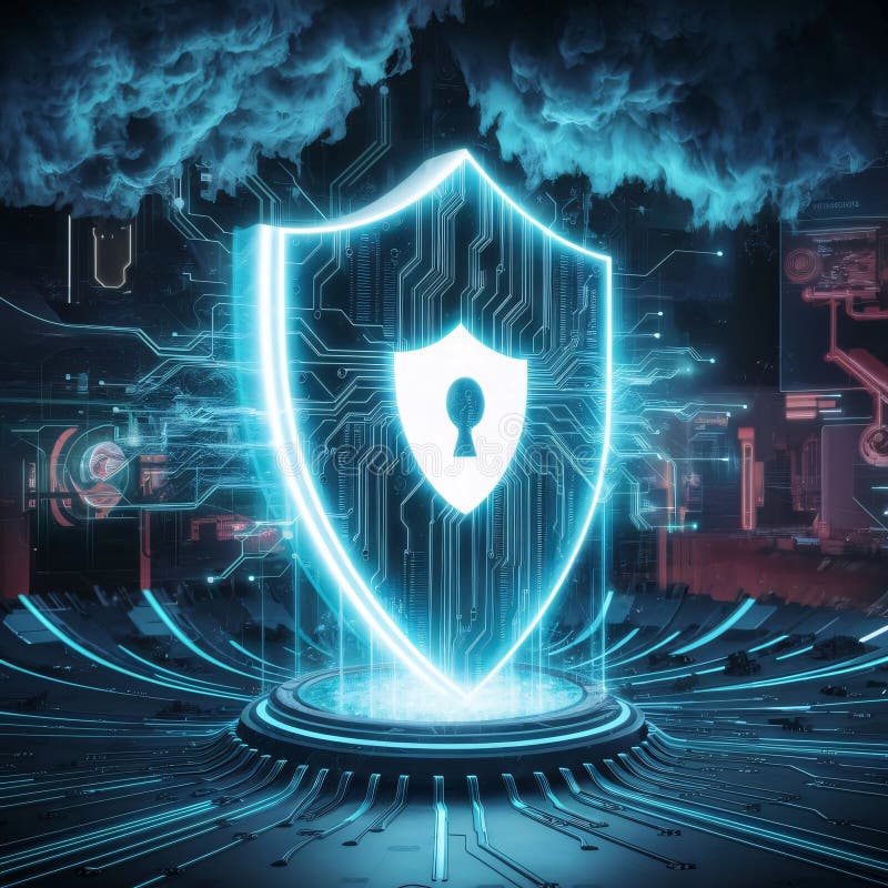 Holographic Shield: Innovative Security Concept Stock Illustration ...