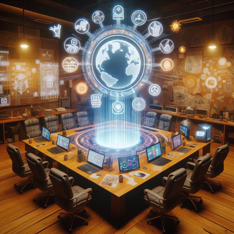 Holographic Simulation of a Virtual Grassroots Organizing Wor Stock Image - Image of interactive ...