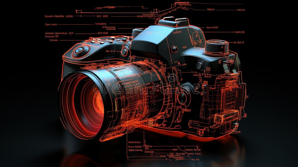 Holographic SLR Camera - a Rectangular Device with a Lens, Viewfinder ...
