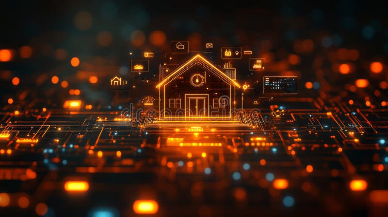 Digital Interface Smart Home Control System Featuring Various Icons ...