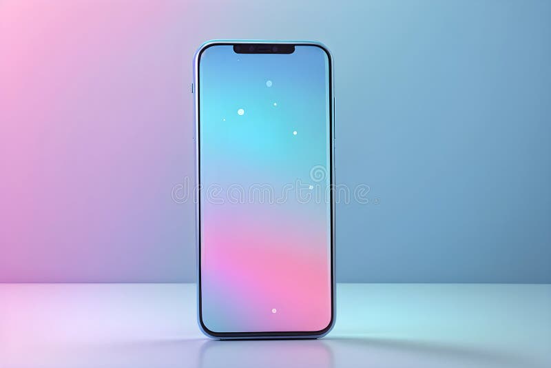 Holographic of Smart Phone on Gradient Light Blue Background Stock ...