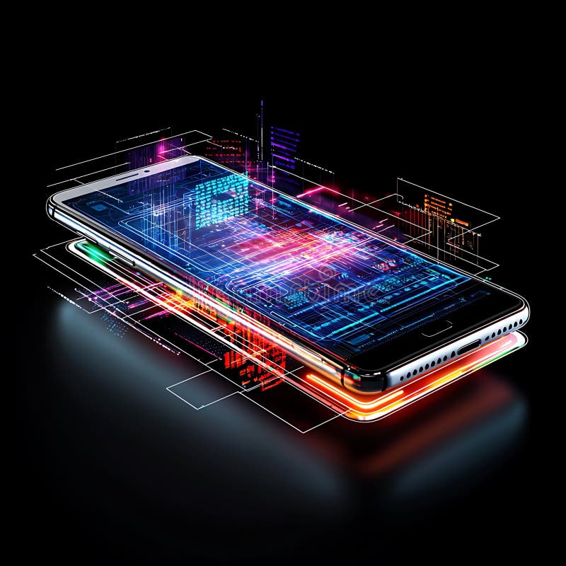 Holographic Smartphone Interface Concept Stock Illustration ...