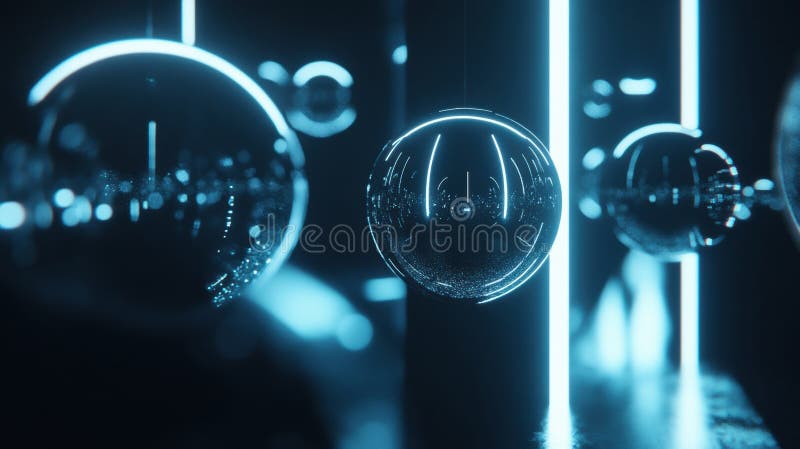 Floating Holographic Spheres Create a Serene Atmosphere in a Futuristic ...
