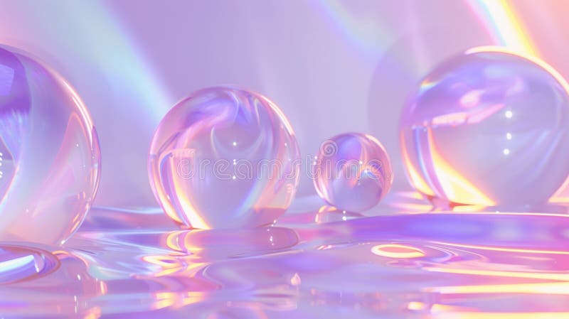 Holographic Spheres on Iridescent Surface Stock Illustration ...