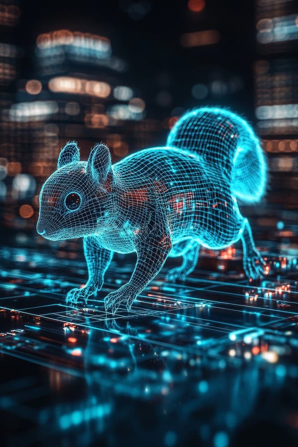 Holographic Squirrel in Digital Space a Futuristic Vision of Technology ...