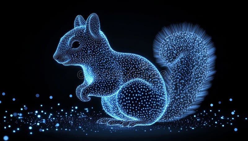 Holographic Squirrel in Digital Space, Representing Modern Futuristic ...