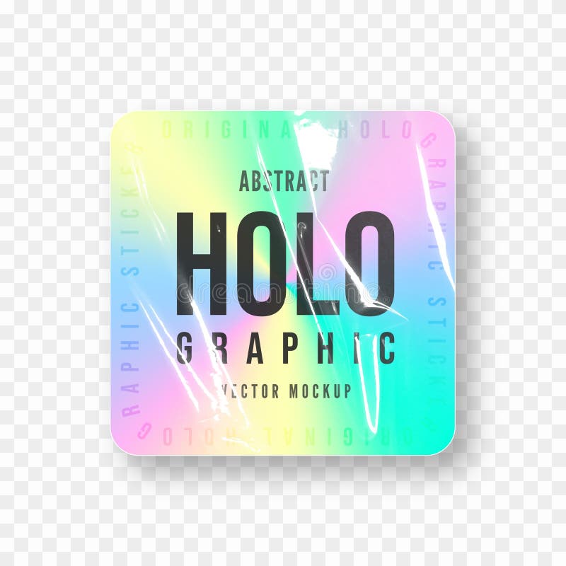 Holographic Sticker Mockup, Square Shape. Paper Holographic Sticker and ...