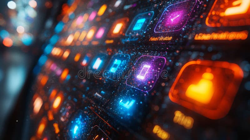 Holographic Symbols Illuminate a Futuristic Interface Showcasing ...