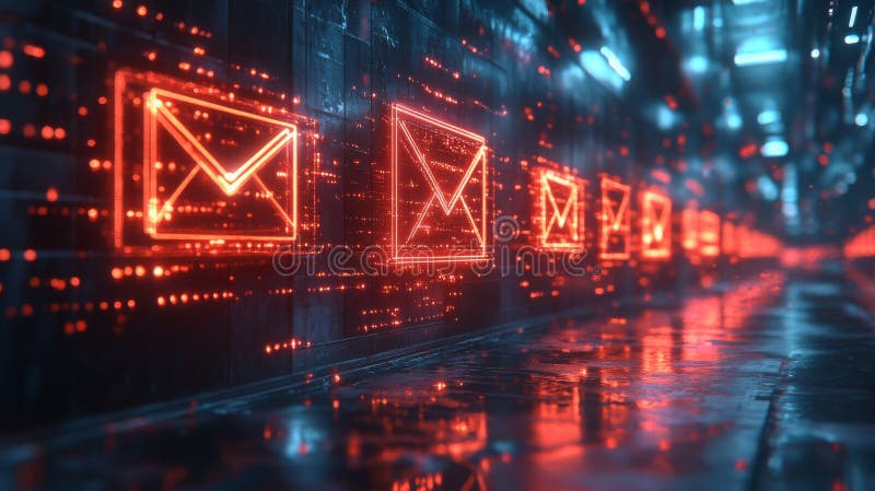 Holographic Symbols Representing Various Communication Methods in a ...