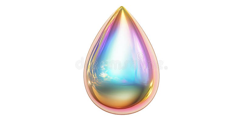 Holographic Teardrop Icon with Gradient Shine Isolated on Transparent ...