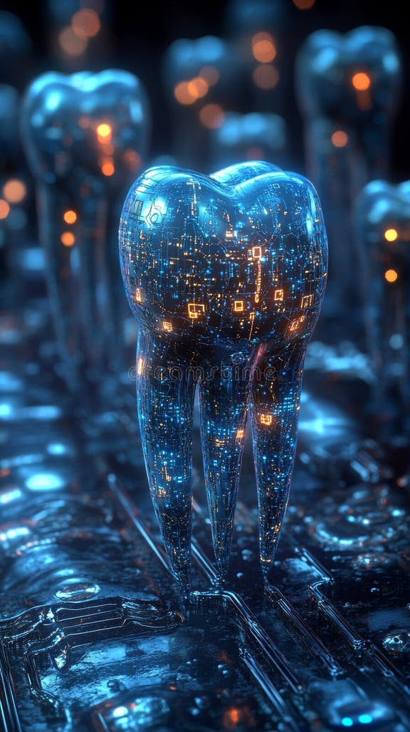 Holographic Teeth Showcasing Advanced Dental Technology in a Modern ...