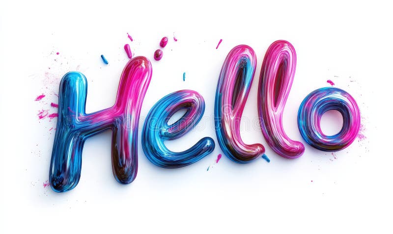 Holographic Text "Hello" Isolated on White Background Stock ...