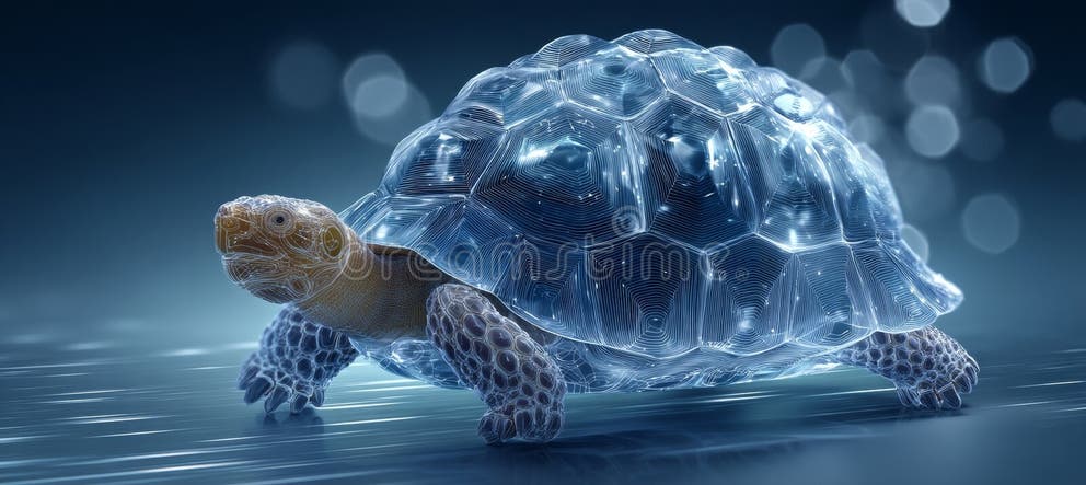 Holographic Tortoise in a Digital Landscape Symbol of Technological ...