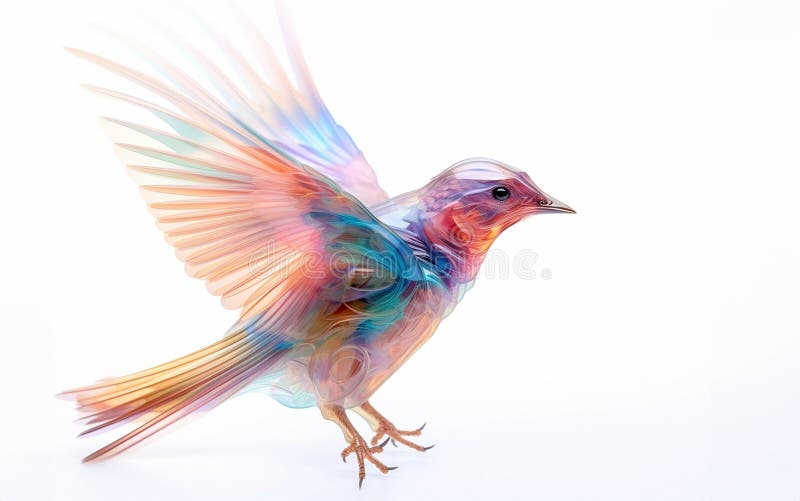 Holographic Translucent Glass Bird, Rainbow Spectroscopy Effect Stock ...