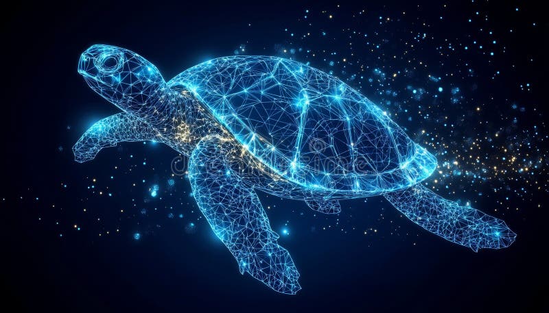 Holographic Turtle in Digital Space a Futuristic Symbol of Technology ...