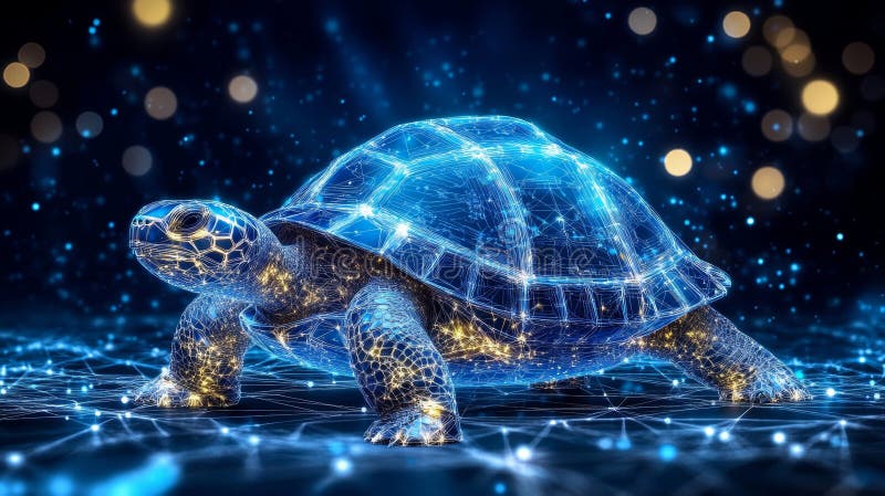 Holographic Turtle in Digital Space Symbol of Modern Technology ...