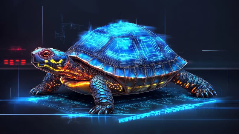 Holographic Turtle in Digital Space Symbol of Technology, Innovation ...