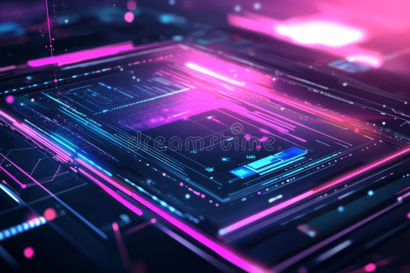 Holographic User Interface Background Floating Digital Elements Sharp ...
