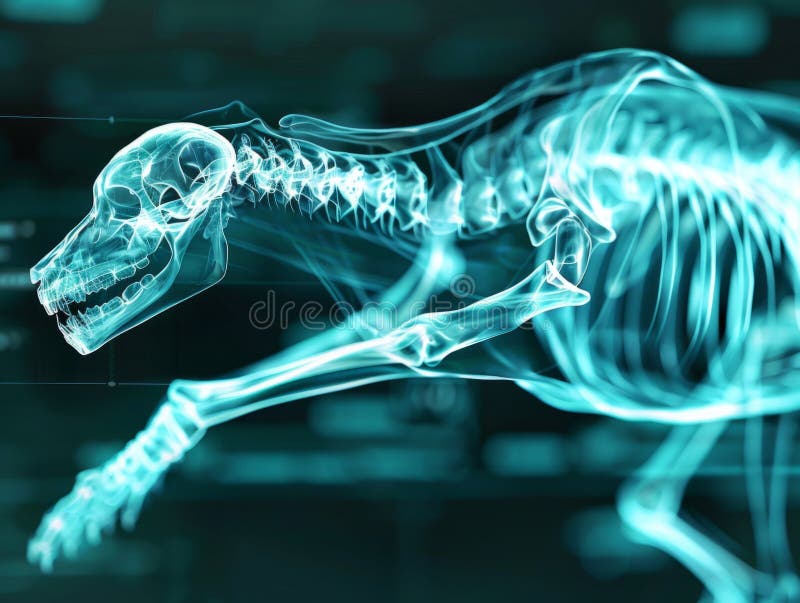 Holographic Visualization of an Animal Skeleton Showcasing Detailed ...