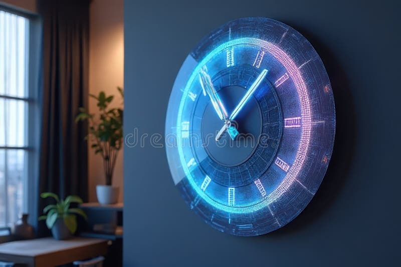 Holographic Wall Clock for Contemporary Interiors Stock Illustration ...