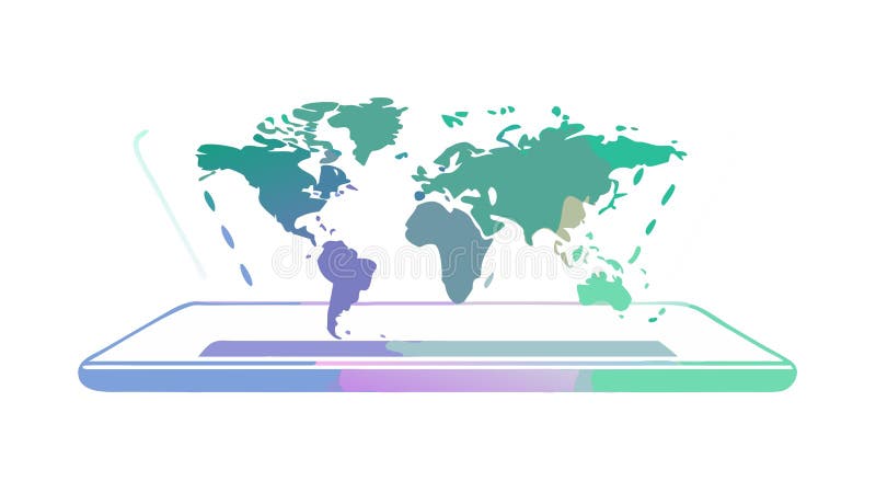 Holographic World Map on a Futuristic Display, Vector Design Generative ...