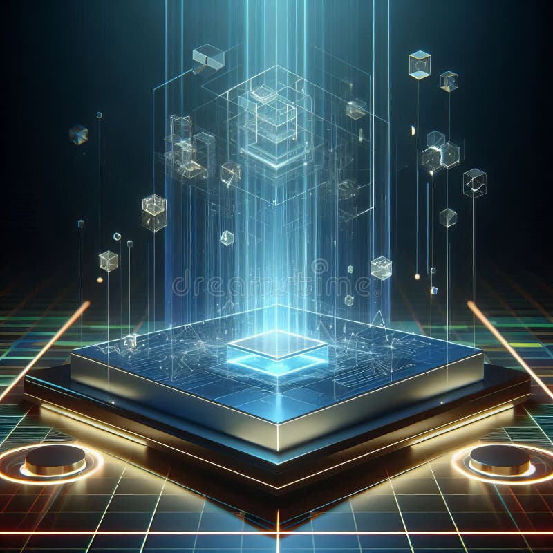 A Holography Image of a Futuristic Platformgame Abstract Presen Stock ...