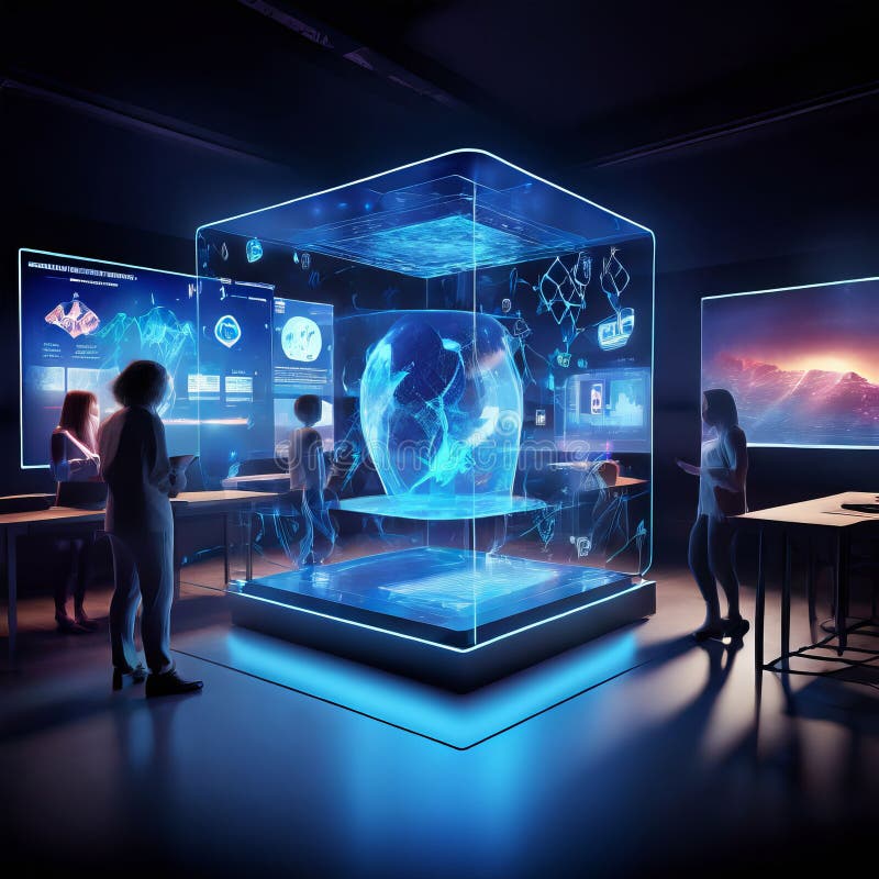 A Holography Image Showcasing a Virtual Cassroom with Interacti Stock ...