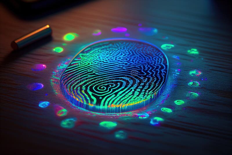 Holograptic Fingerprint on Table Stock Illustration - Illustration of ...