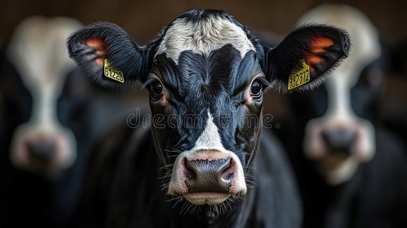 Holstein Cow Farm Portrait, Barn Background Stock Illustration ...