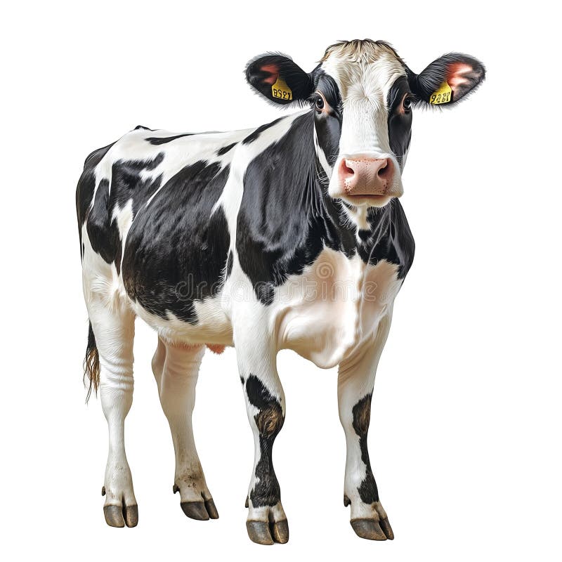 Holstein Cow Isolated, Farm Animal on White Background Stock ...