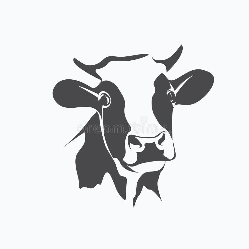 Cow Portrait in Simple Lines Stock Vector - Illustration of farm ...