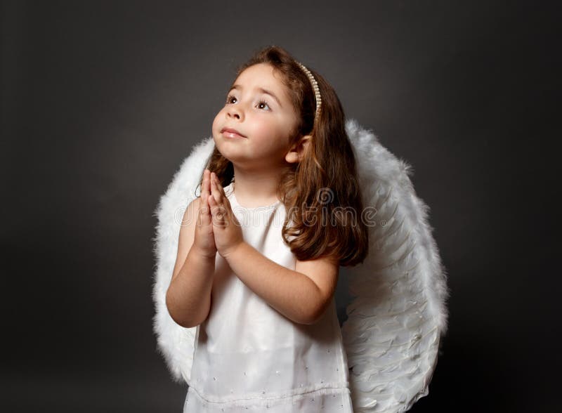 Praying Angel with Hands Together in Worship Stock Image - Image of ...