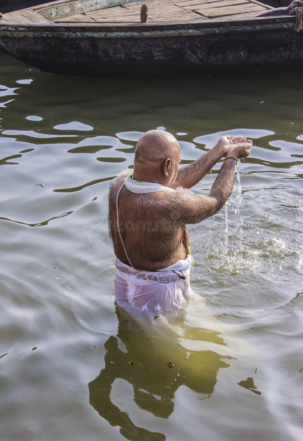 Holy Bath in the River Ganges Editorial Stock Image - Image of ...