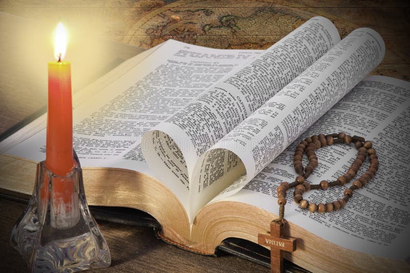 The Holy Bible stock image. Image of bible, rosary, cover - 14354271