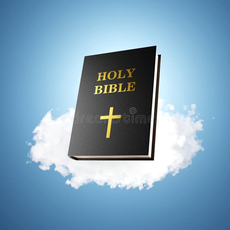 Holy Bible Book with Cloud on a Blue Background Stock Illustration ...