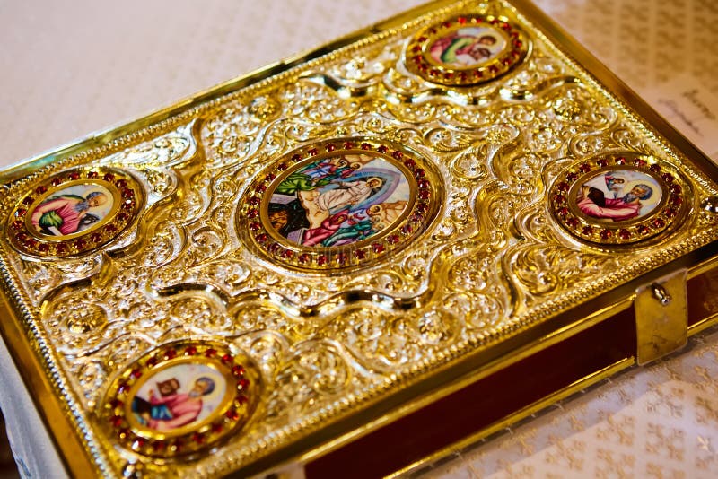 Holy Bible Book in Gold. Shallow Dof. Editorial Image - Image of ...