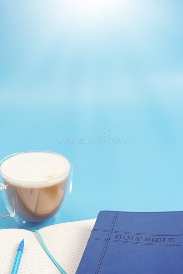 Holy Bible with a Notebook To Study on a Bright Background Stock Photo ...
