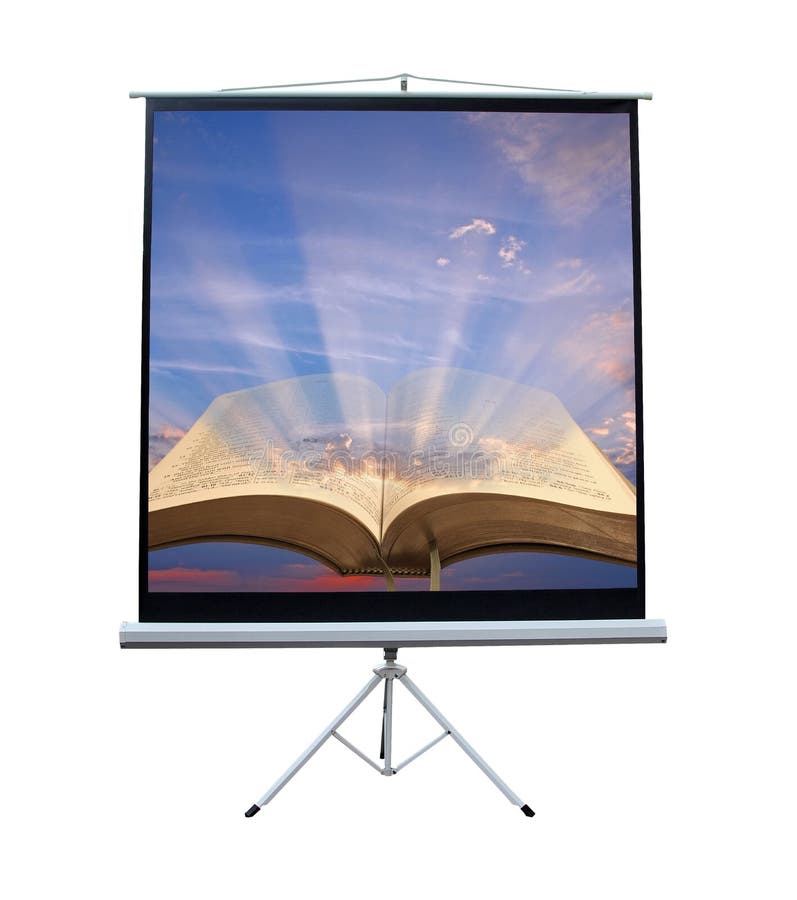 Holy Bible on Projector Screen Stock Image - Image of christianity ...